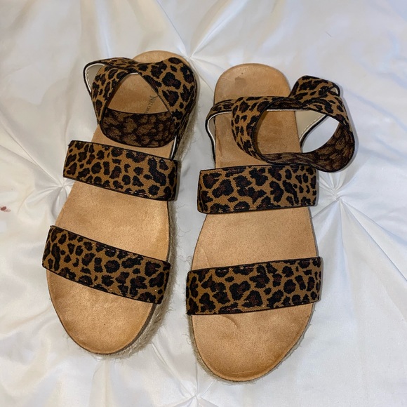 Shoes | Leopard Print Platform Sandals | Poshmark
